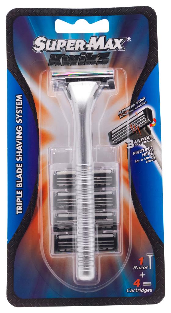 Super Max Mens Kwik 3 Handle With 5 Triple Blades(Multipack 5)
